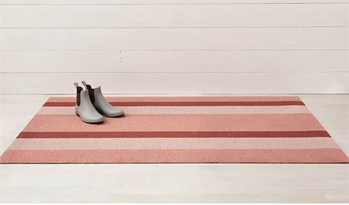 Chilewich: Bold Stripe Shag Mat Peach: NOVA68.com