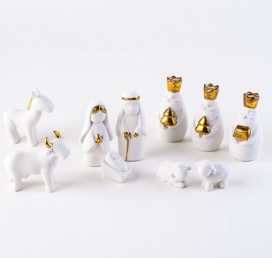White Miniature Porcelain Nativity Scene Sets: NOVA68.com