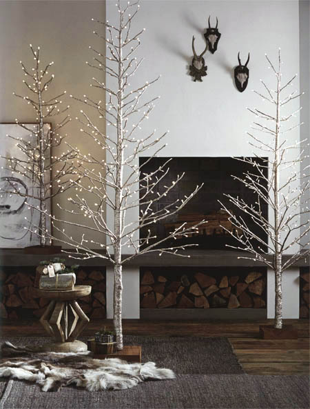 Beautiful Christmas Champagne Silver Tree with Lights: NOVA68.com